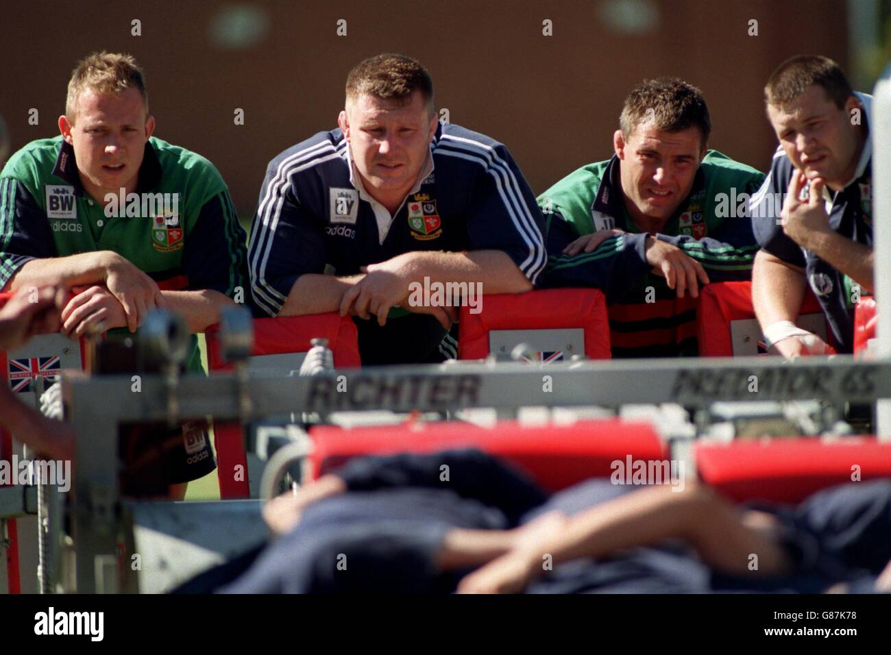 A break in training for four British lions (L-R): Williams, Young ...