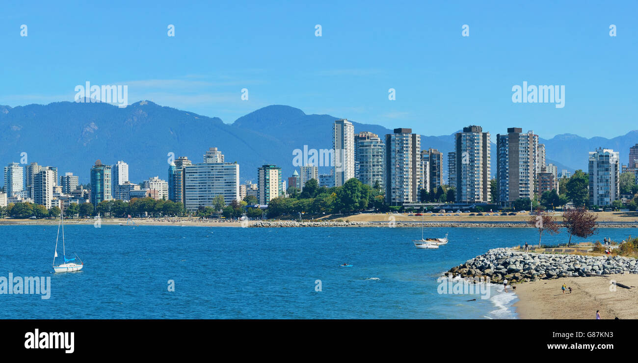 Vancouver city skyline panorama with beach and mountain Stock Photo - Alamy