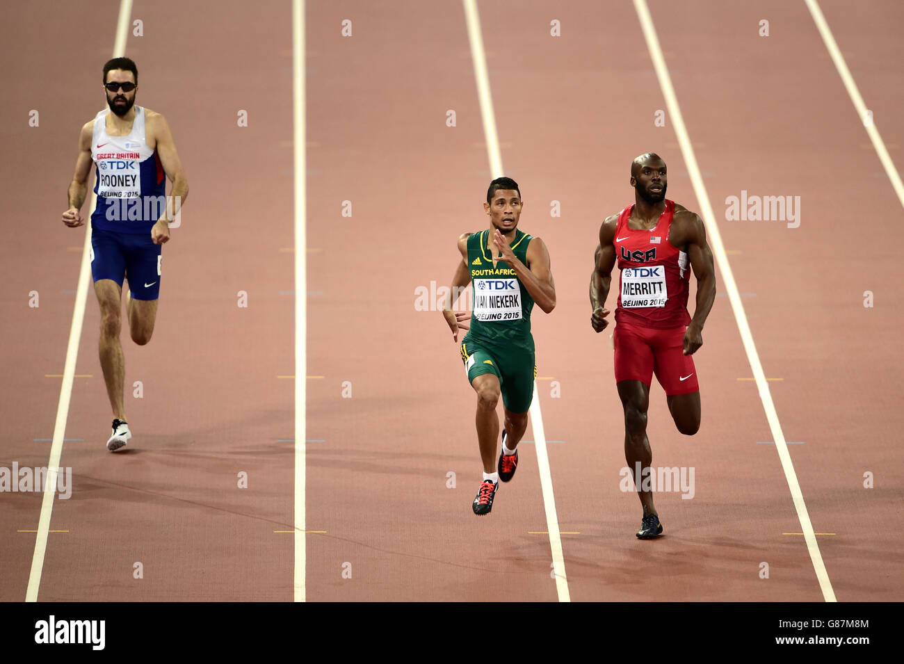 South Africa's Wayde van Niekerk (centre) and USA's LaShawn Merritt ...