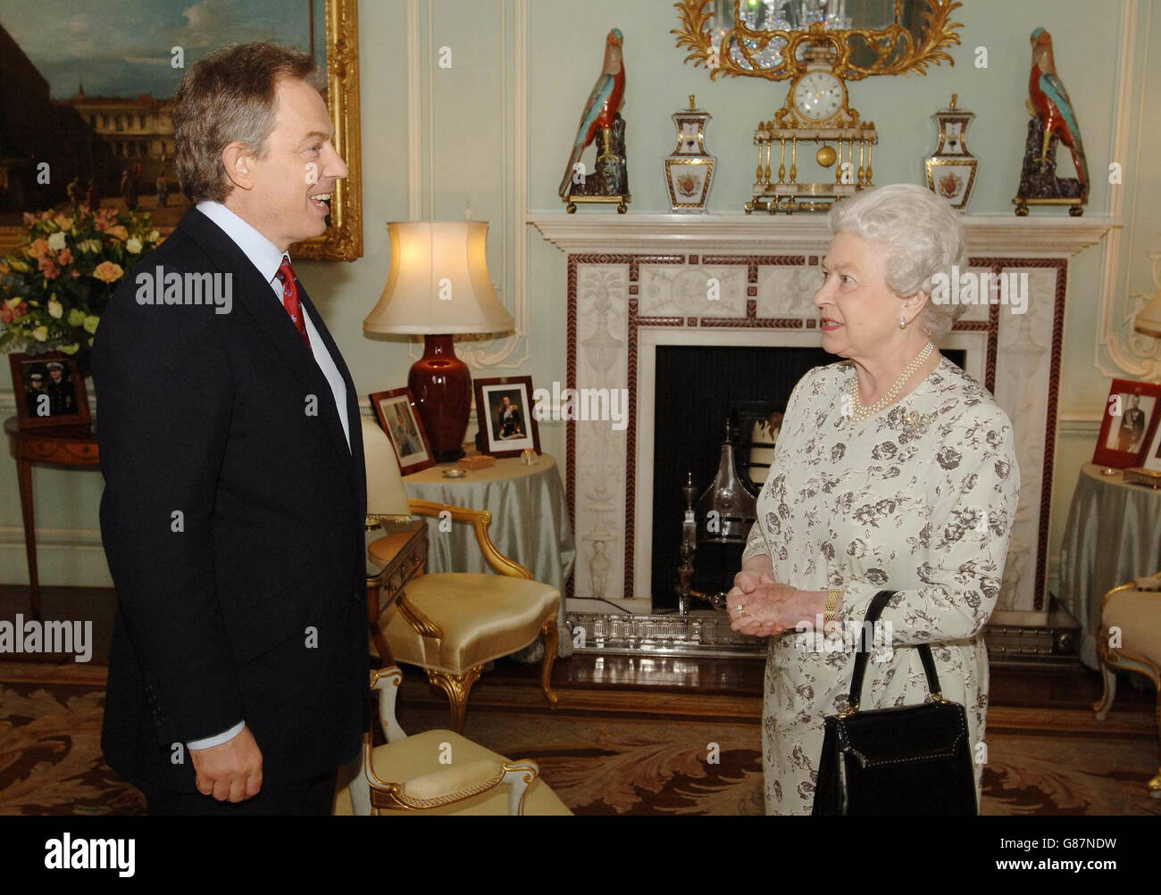 Britain's Queen Elizabeth II receives Prime Minister Tony Blair, at ...