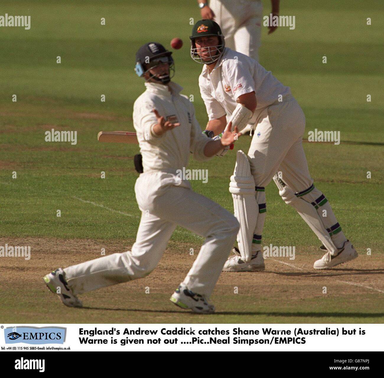 Cricket - England v Australia. England's Andrew Caddick catches Shane ...
