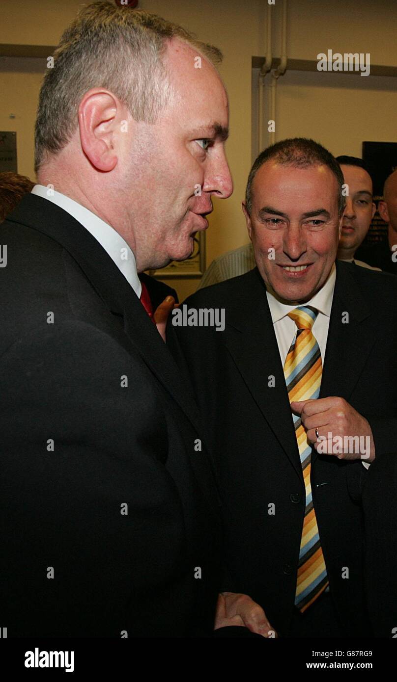 SDLP leader Mark Durkan (left) pictured after topping the polls in the ...