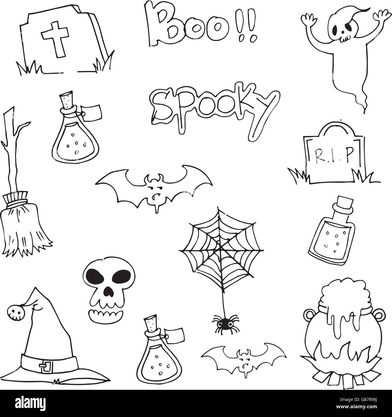 Halloween dry tree doodle vector hi-res stock photography and images ...