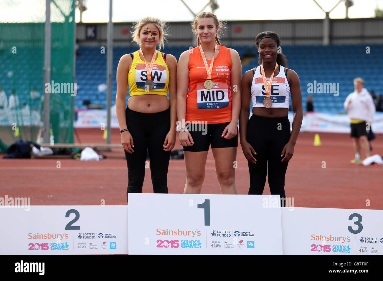 (l-r) England South West's Amelia Cook, England Midlands' Emma Dakin ...