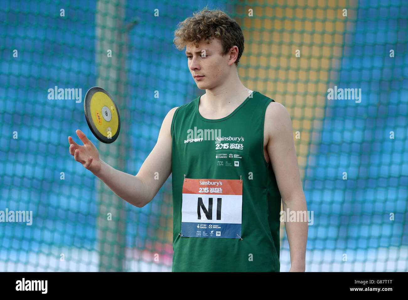 Northern Ireland's Matthew Dalton competes in the boys discus at the ...