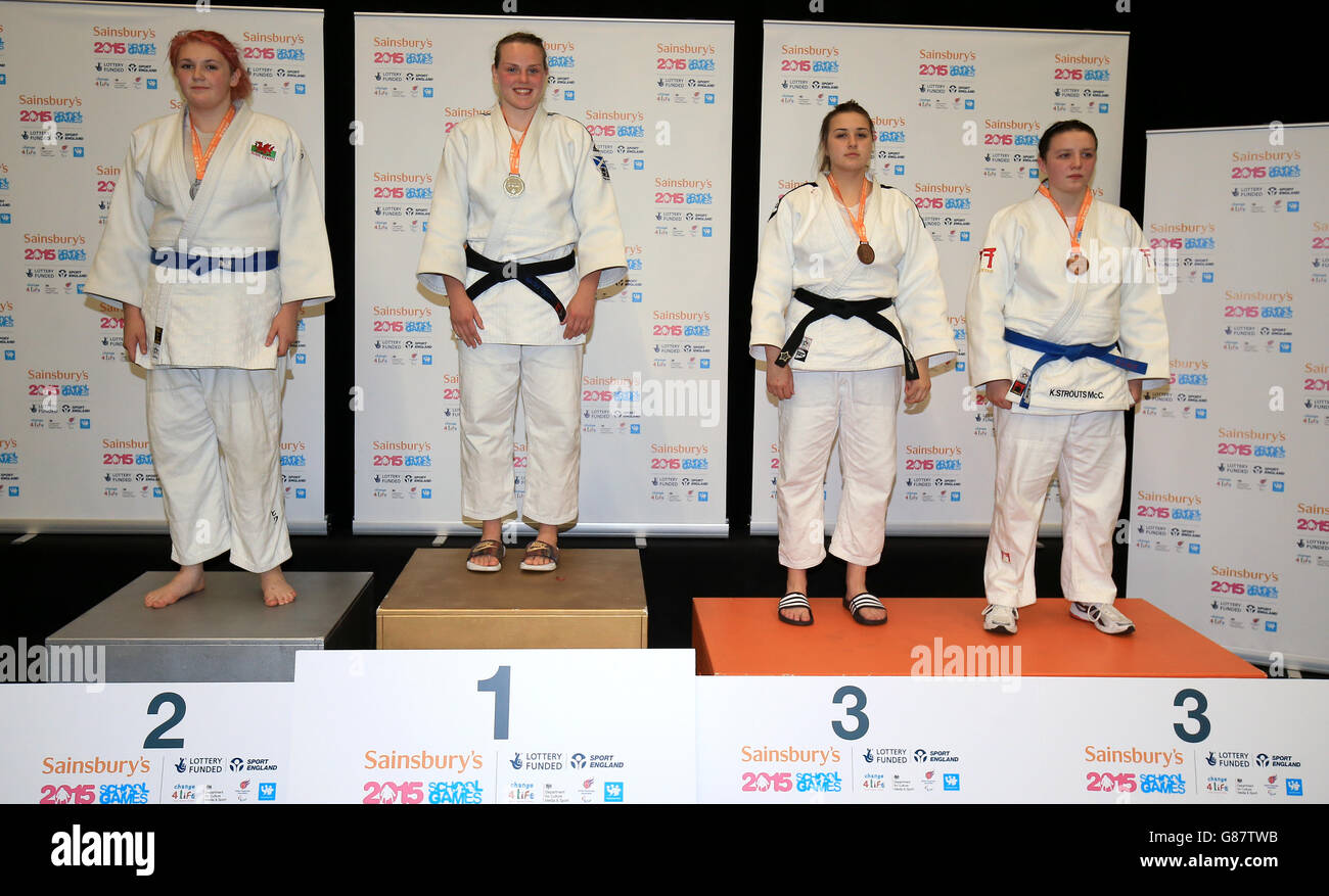 (L - R) Wales' Jessica Smith, Scotland's Rachel Tyler, Scotland's Storm ...