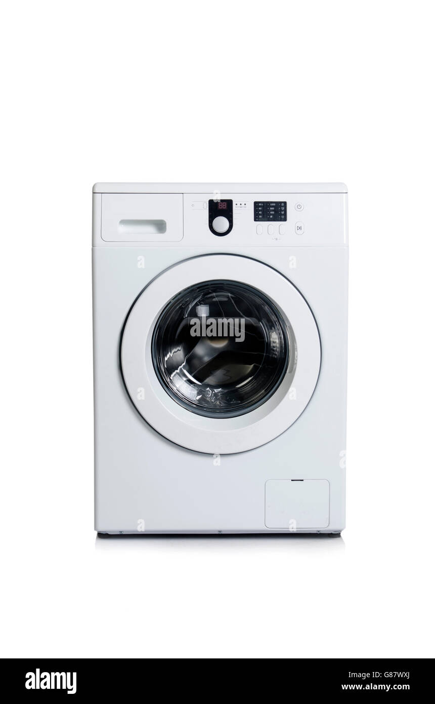Washing machine isolated on white background Stock Photo - Alamy