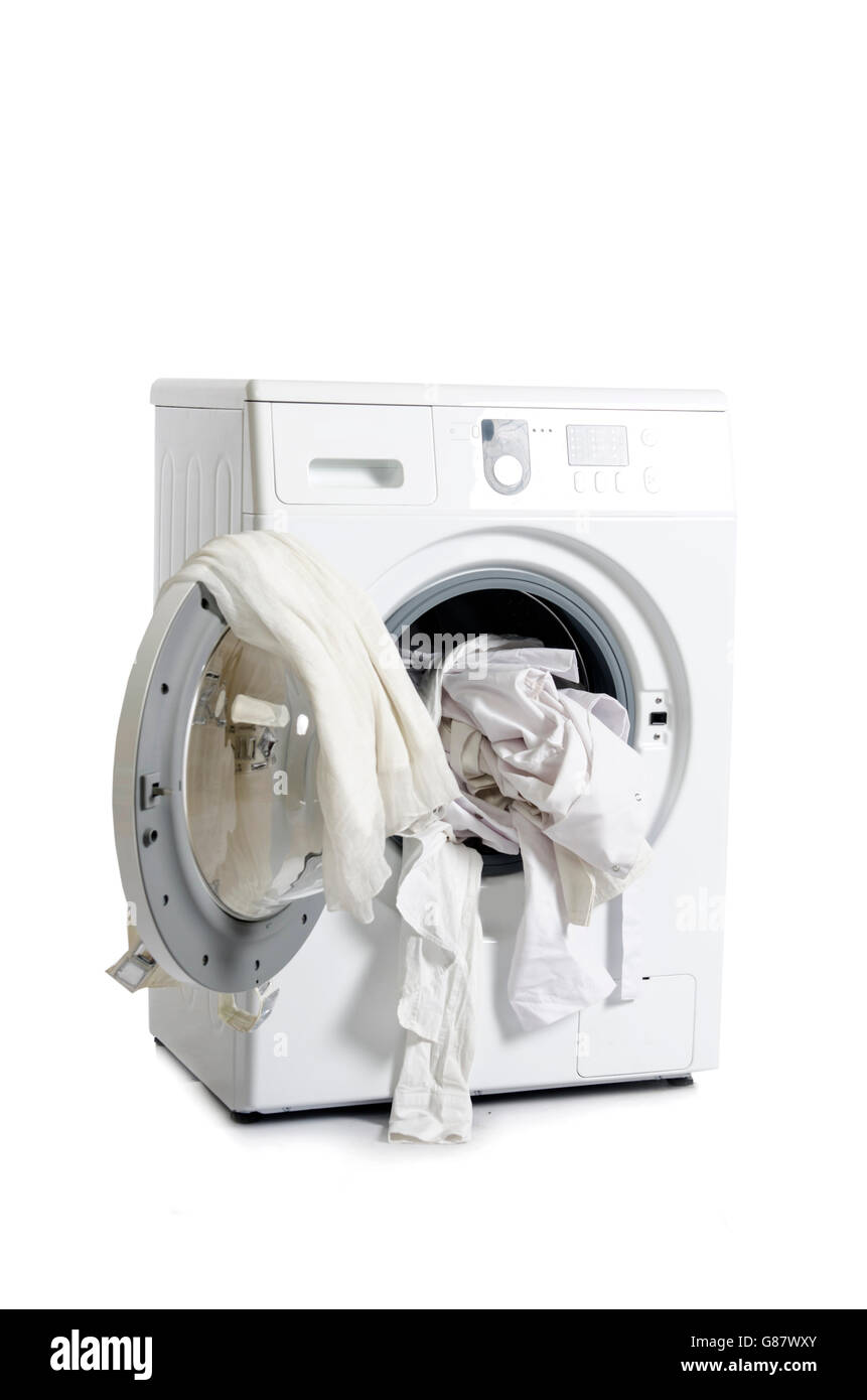 Washing machine isolated on white background Stock Photo - Alamy