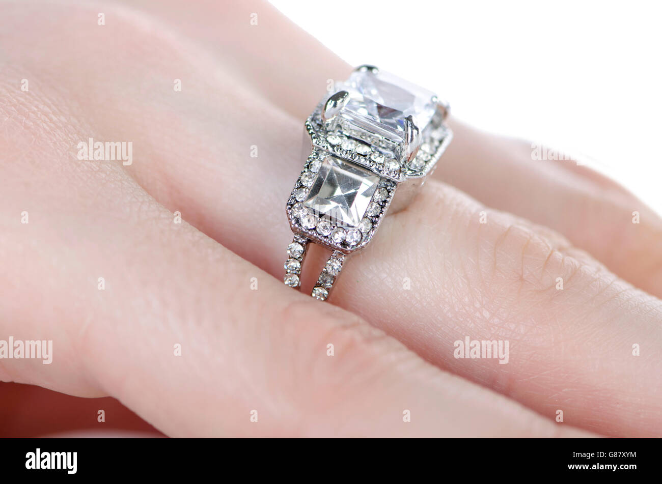 An engagement ring is worn hi-res stock photography and images - Alamy