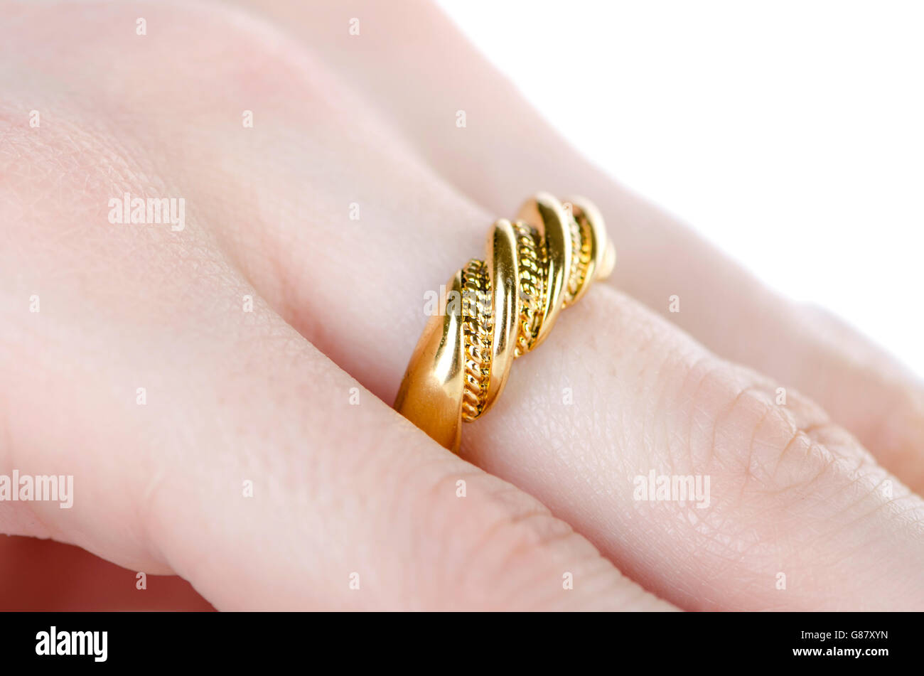 Jewellery ring worn on the finger Stock Photo - Alamy