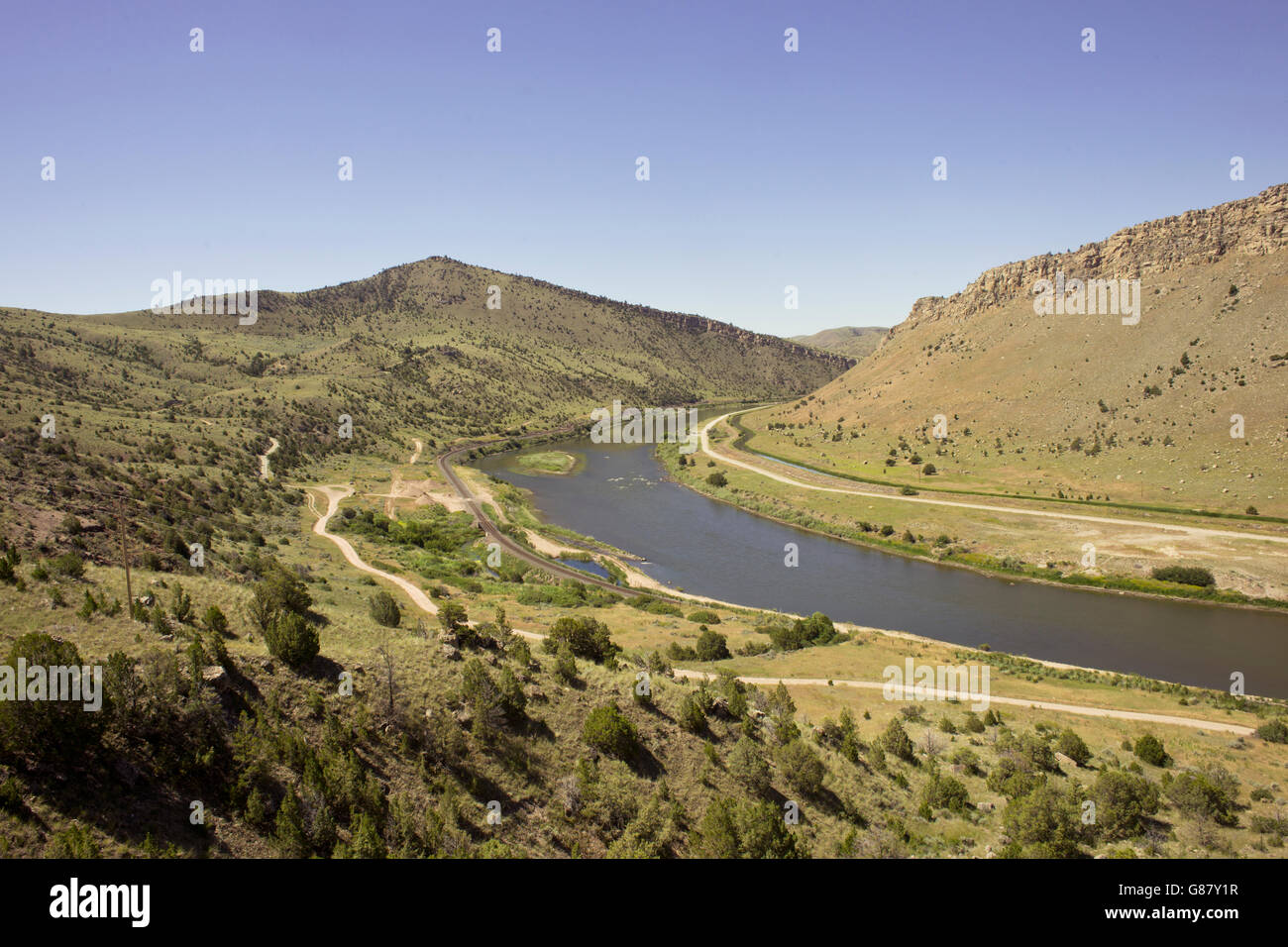 View of the Missouri River from Lombard road near Toston, Montana Stock ...