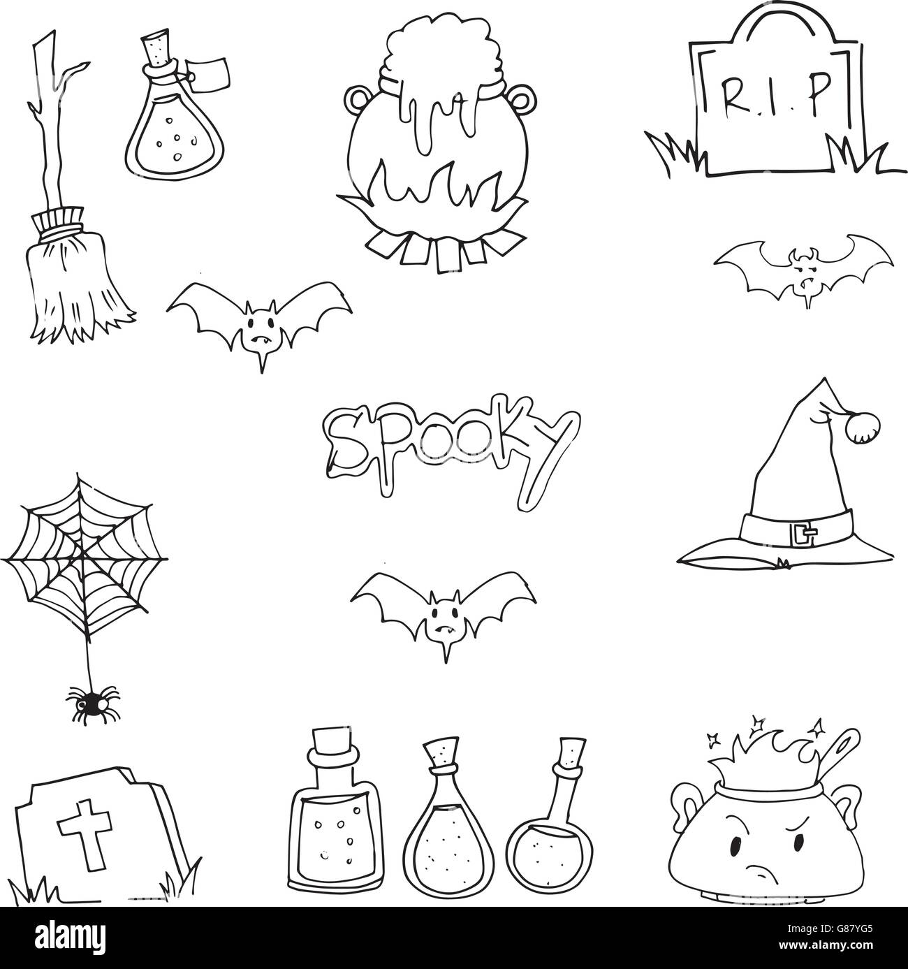 Halloween spooky doodle vector art Stock Vector Image & Art - Alamy