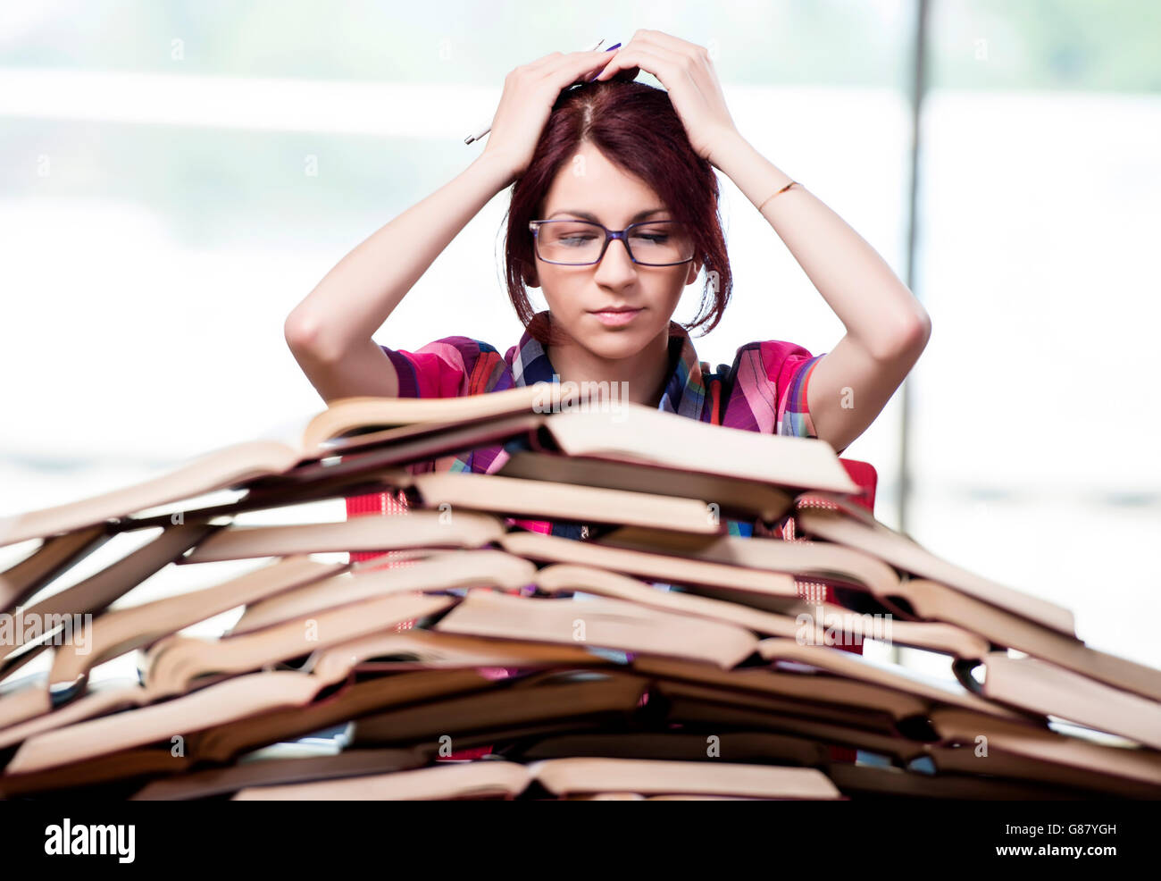 Young woman student preparing for college exams Stock Photo - Alamy