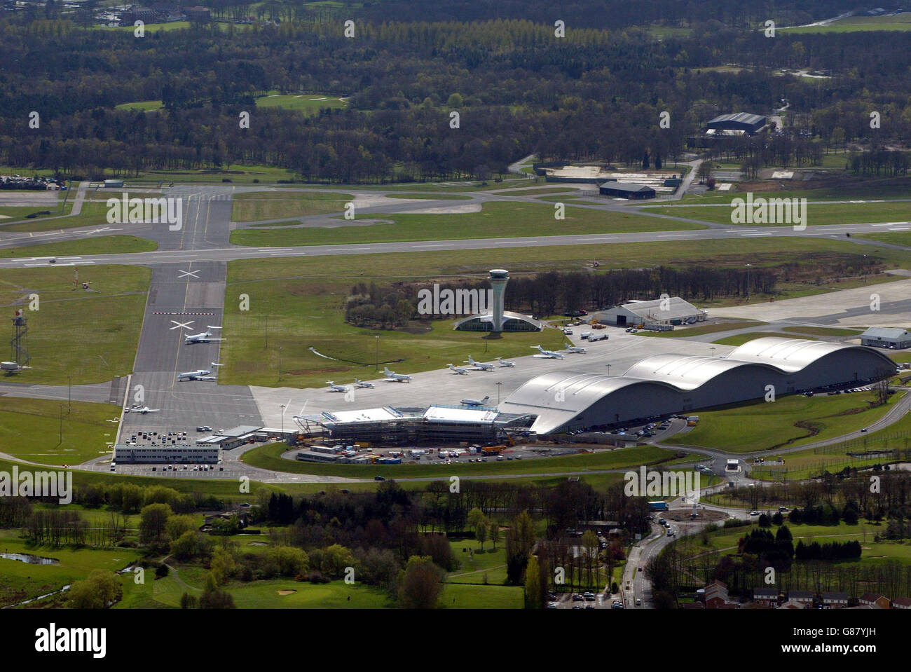 Farnborough Airfield. Aerial View of Farnborough Stock Photo - Alamy