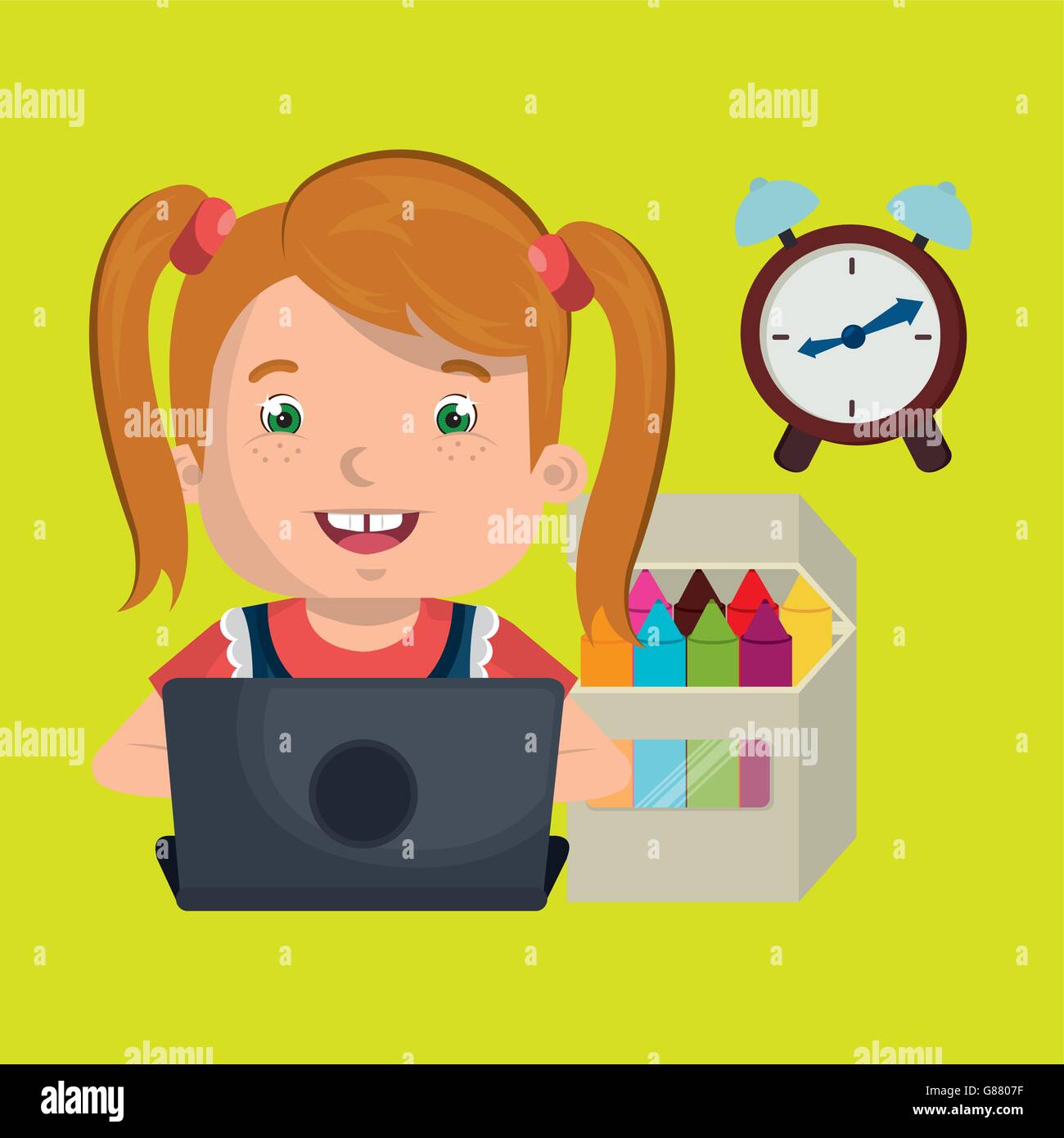 Children using laptop at school design Stock Vector Image & Art - Alamy