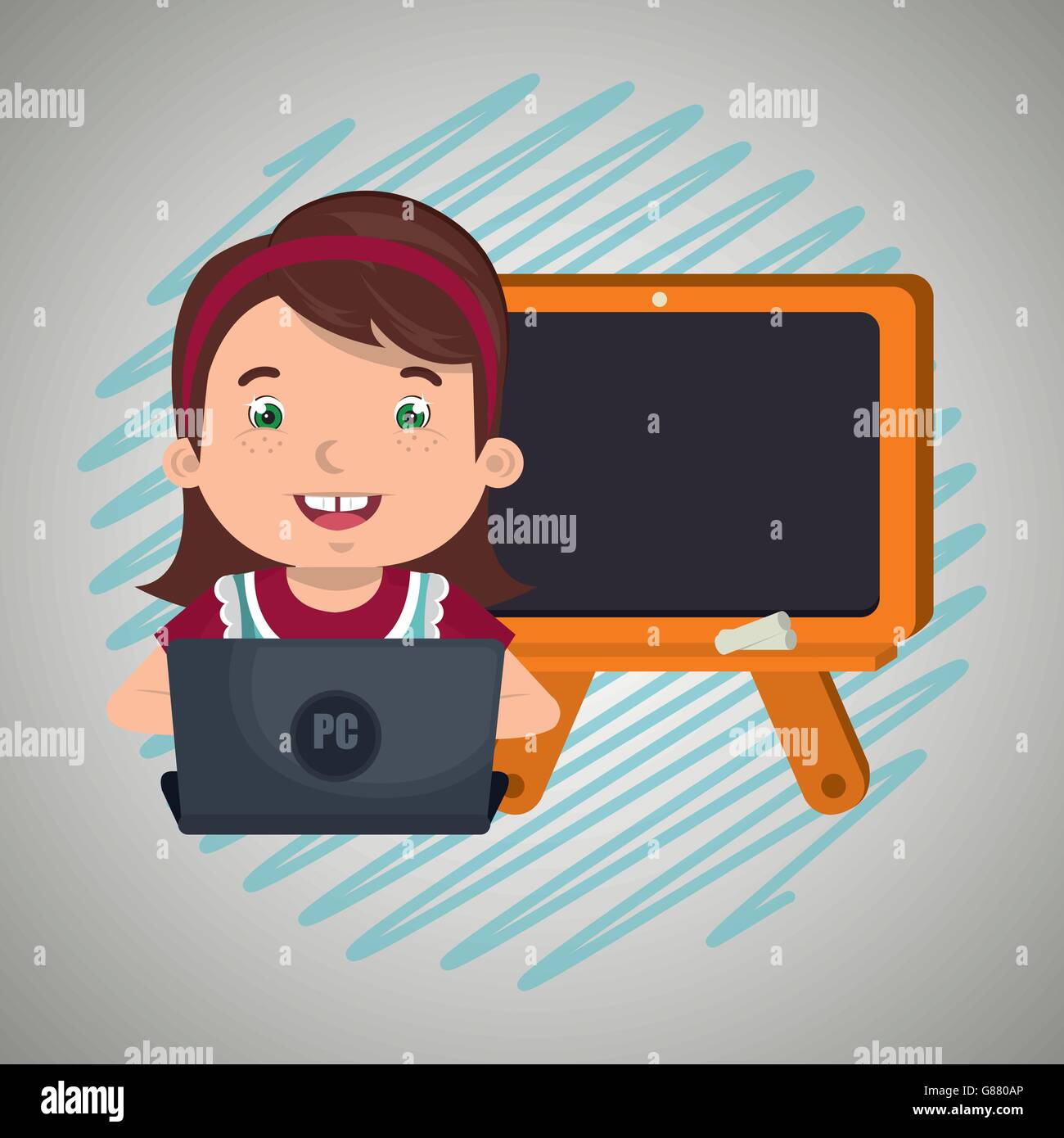 Children using laptop at school design Stock Vector Image & Art - Alamy