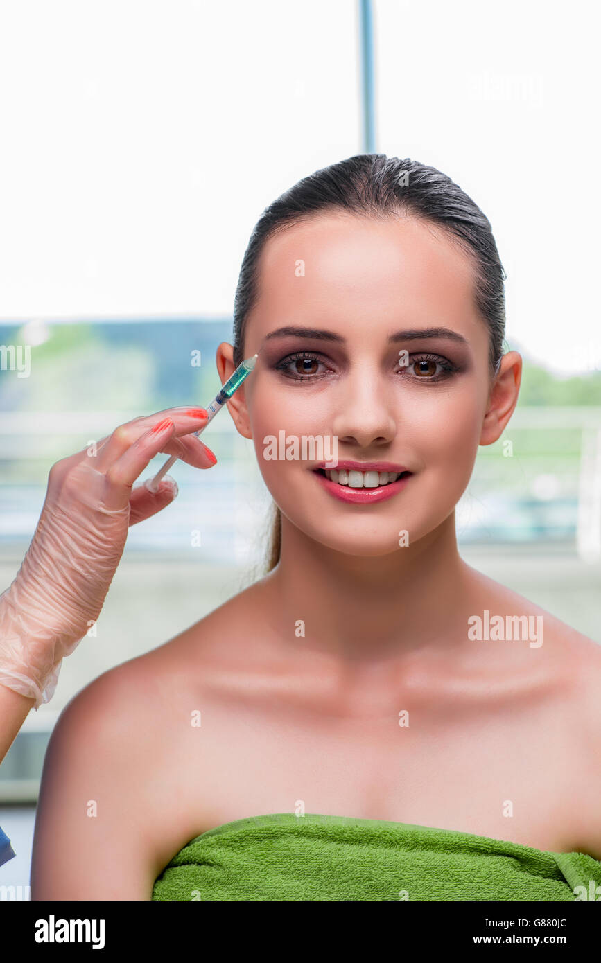 Beautiful woman preparing for botox injection Stock Photo - Alamy