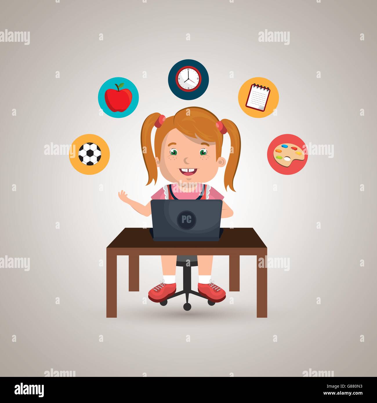 Children using laptop at school design Stock Vector Image & Art - Alamy