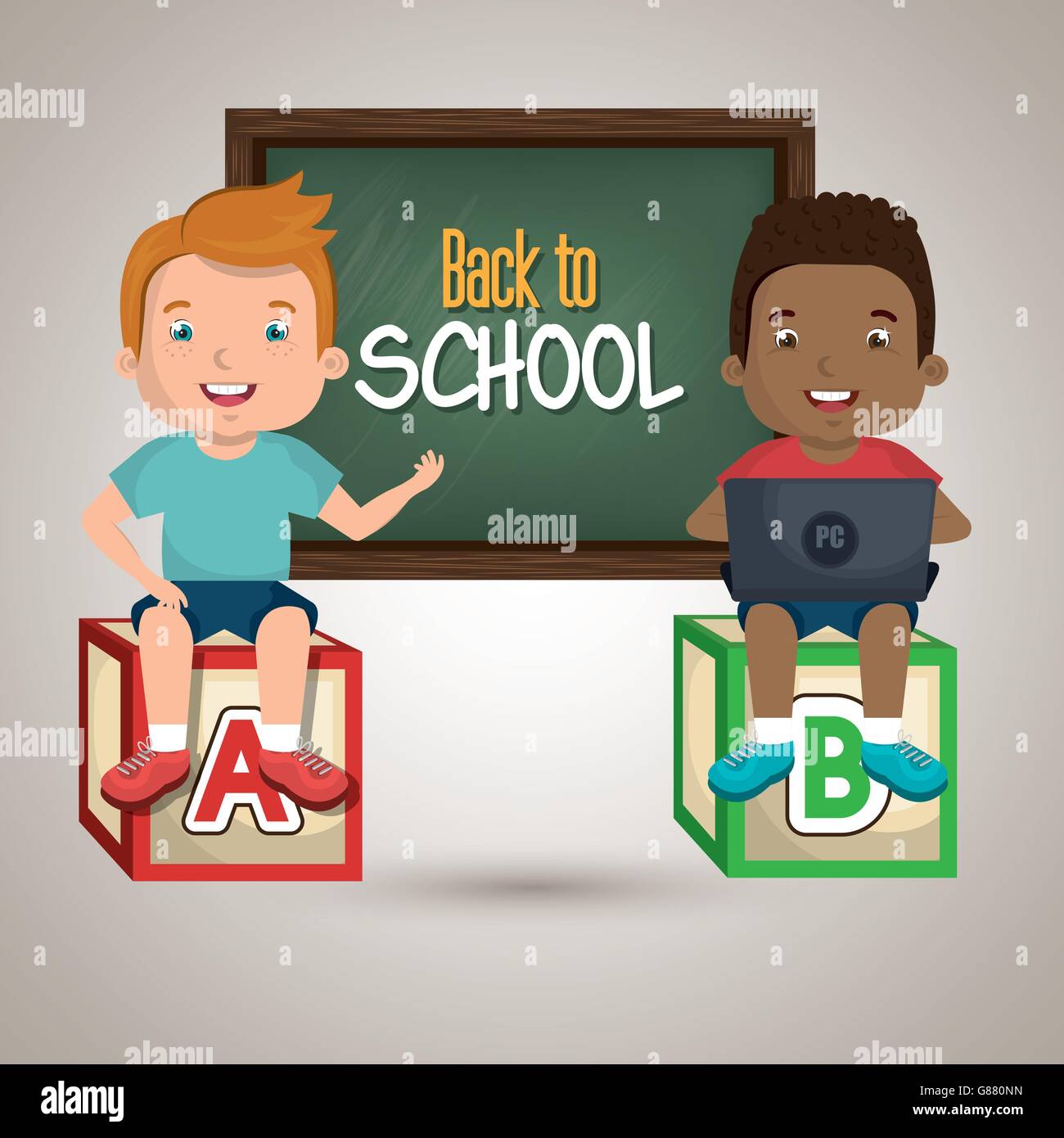 Children using laptop at school design Stock Vector Image & Art - Alamy
