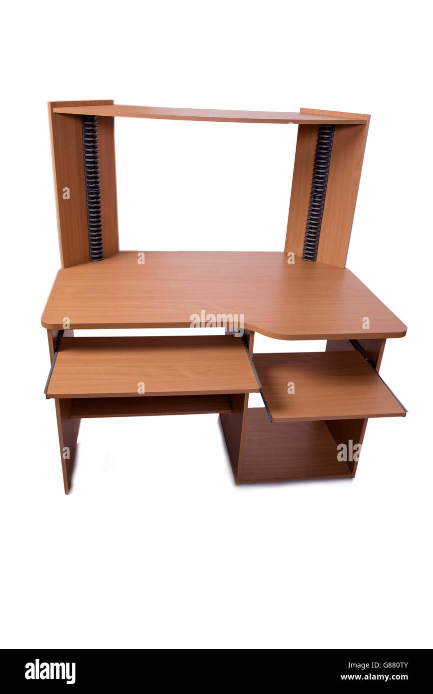 Computer home desk isolated on the white background Stock Photo - Alamy