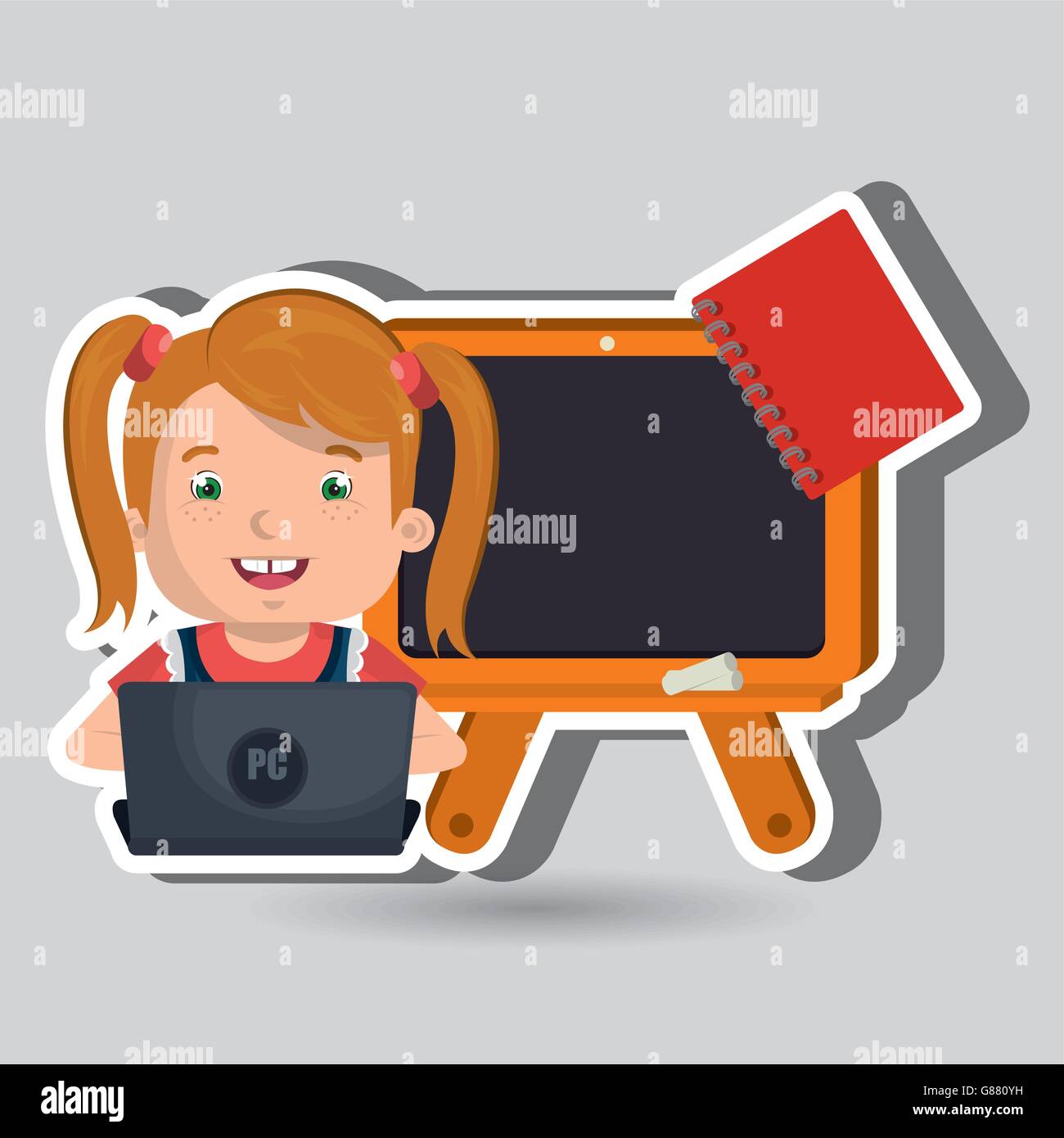 Children using laptop at school design Stock Vector Image & Art - Alamy