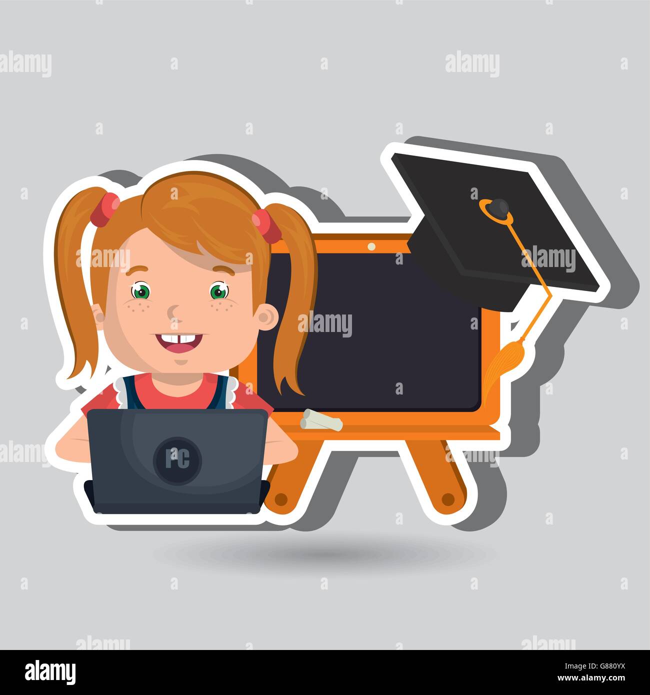 Children using laptop at school design Stock Vector Image & Art - Alamy