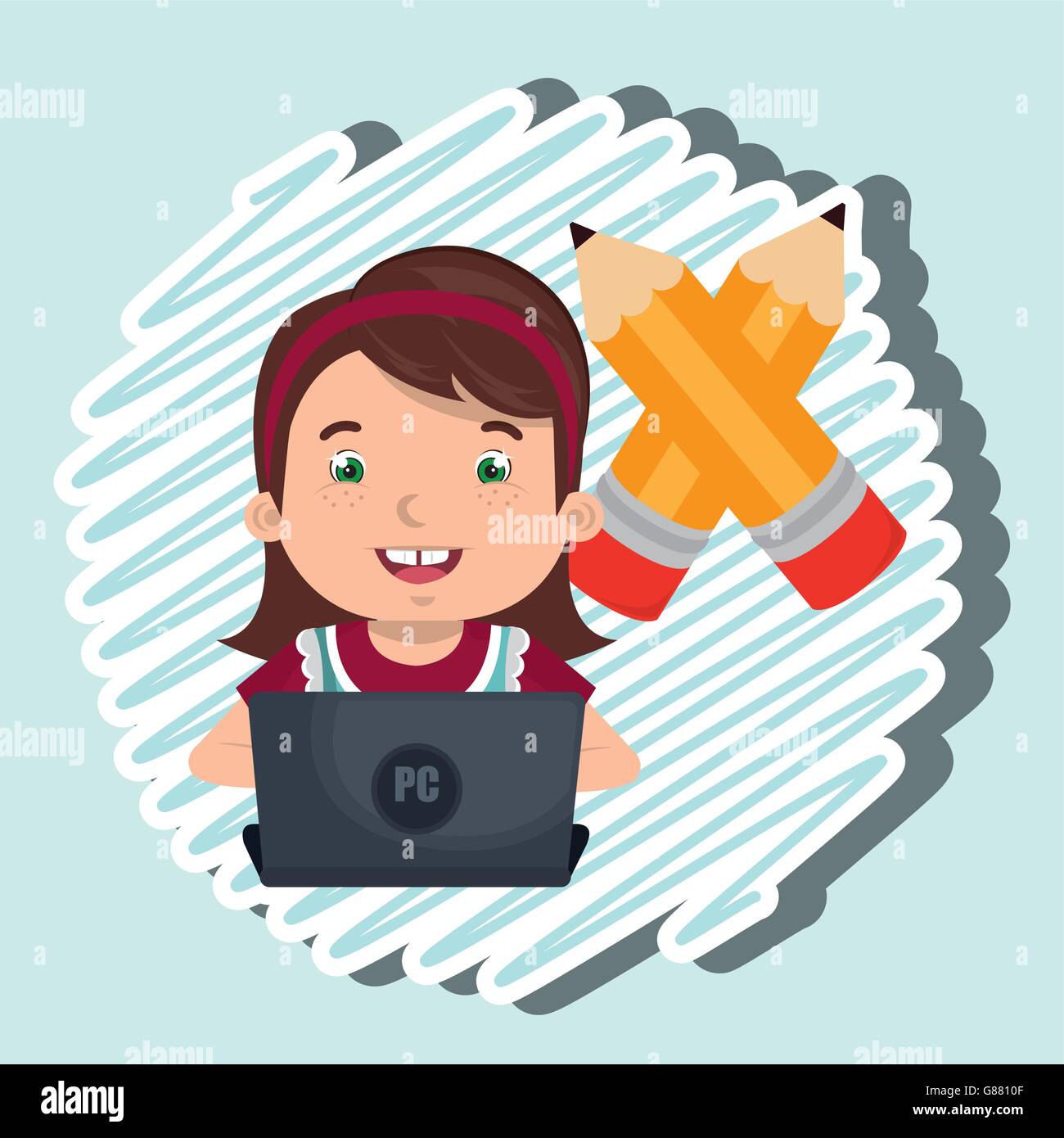 Children using laptop at school design Stock Vector Image & Art - Alamy