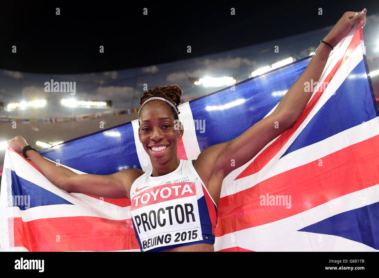 Great Britain's Shara Proctor celebrates after finishing in silver ...