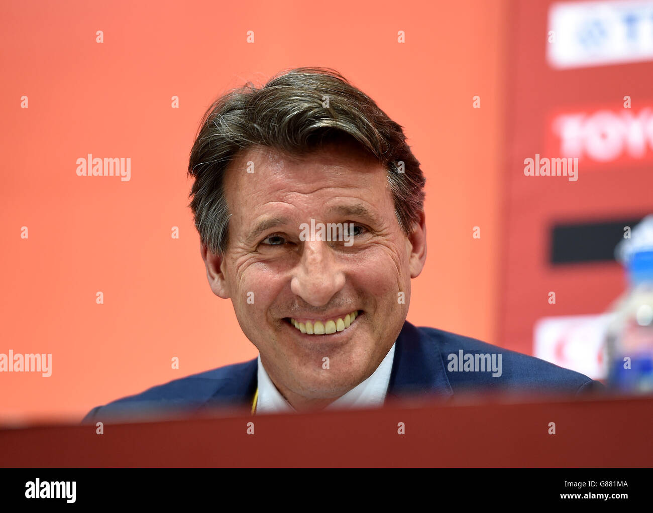 IAAF president Sebastian Coe during a press conference on day nine of ...
