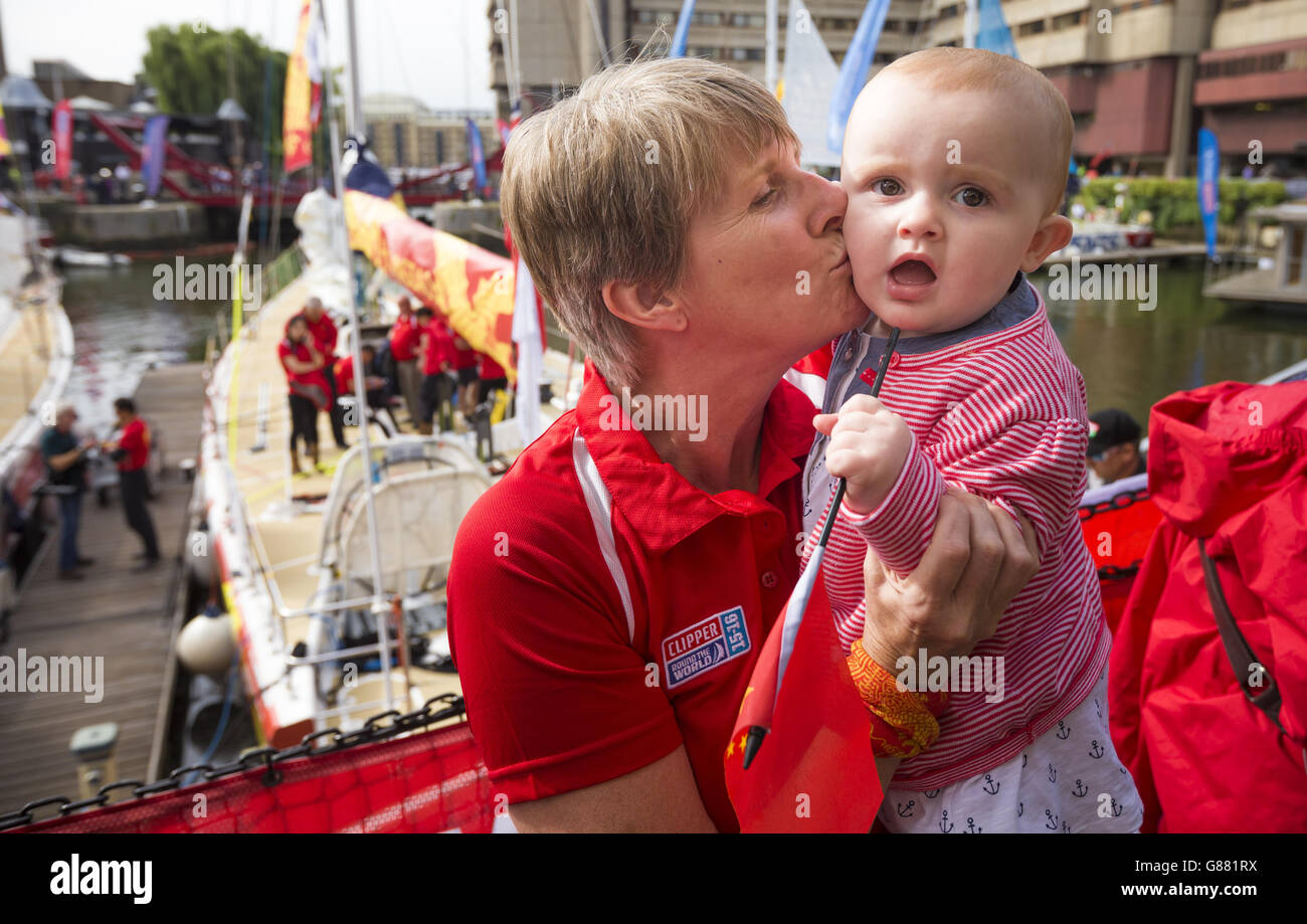 Linda Rayner from Cheshire, crew member aboard Qingdao, says goodbye to ...
