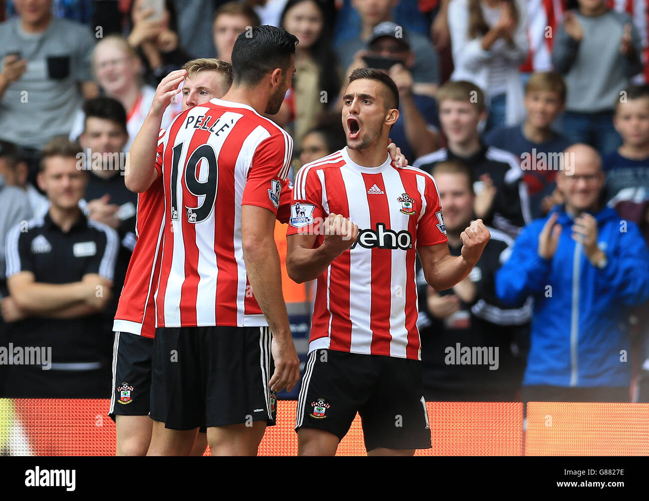 Southampton's Dusan Tadic (right) celebrates scoring his side's second ...