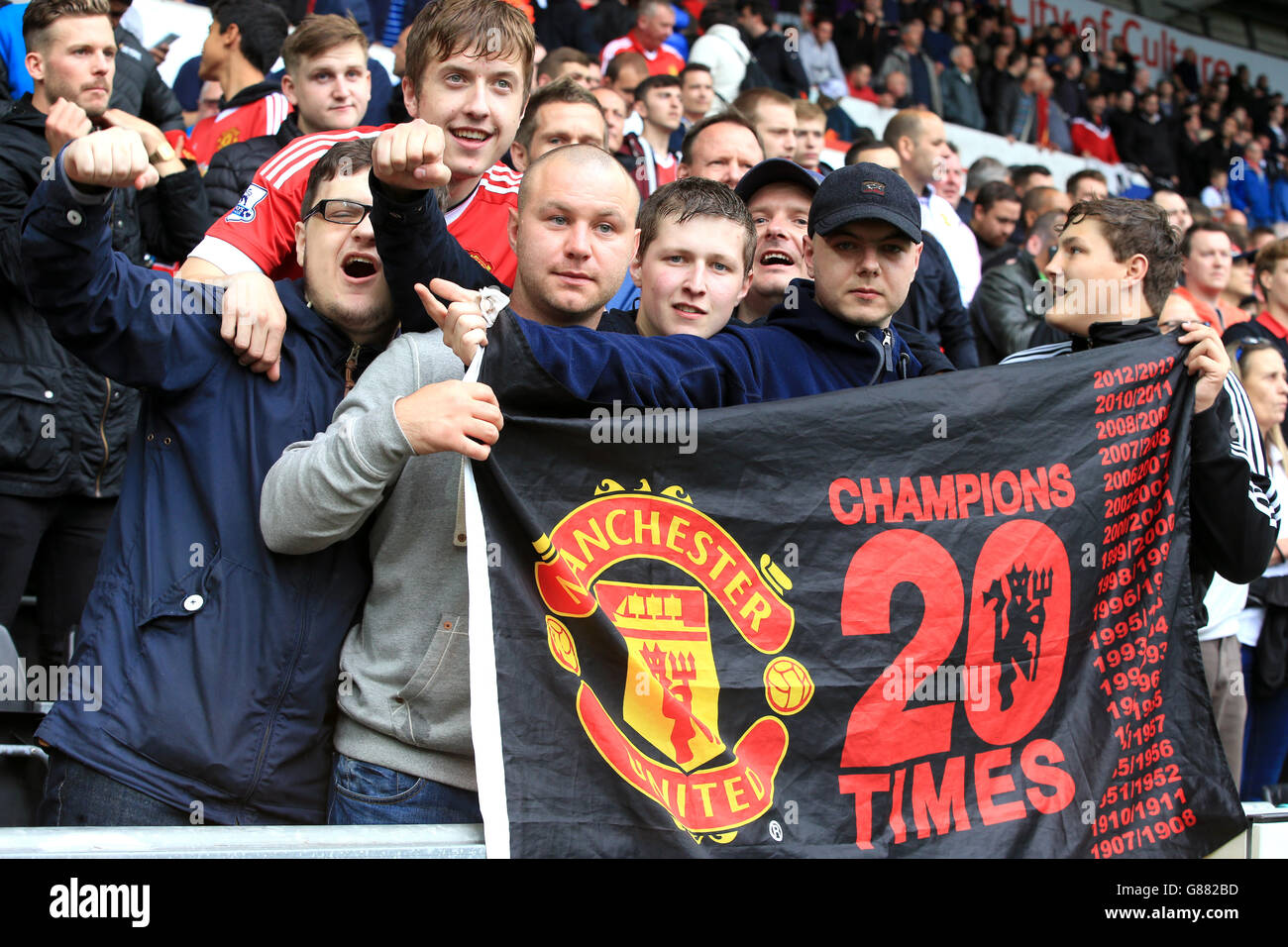 Football mid length half general view gv fans crowd hi-res stock ...