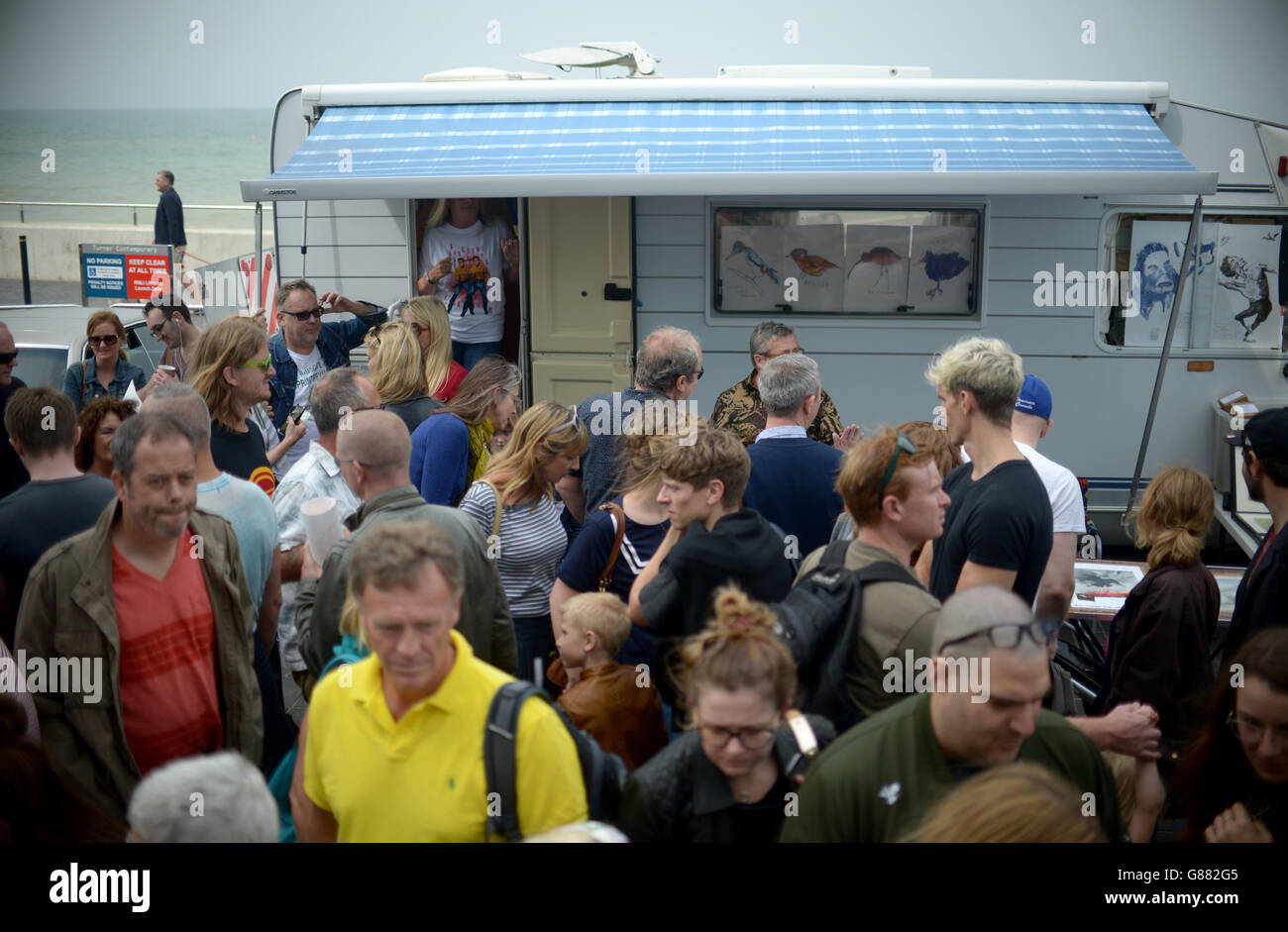 EDITORIAL USE ONLY Artist Vic Reeves attends the Vauxhall Art Car Boot Fair at Turner ...
