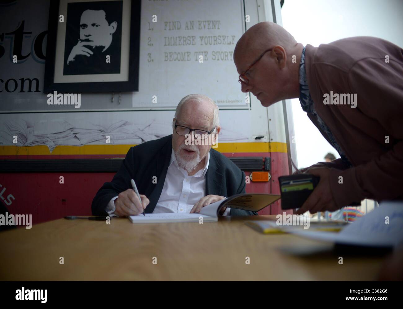 Artist Peter Blake attends the Vauxhall Art Car Boot Fair at Turner Contemporary in Margate ...