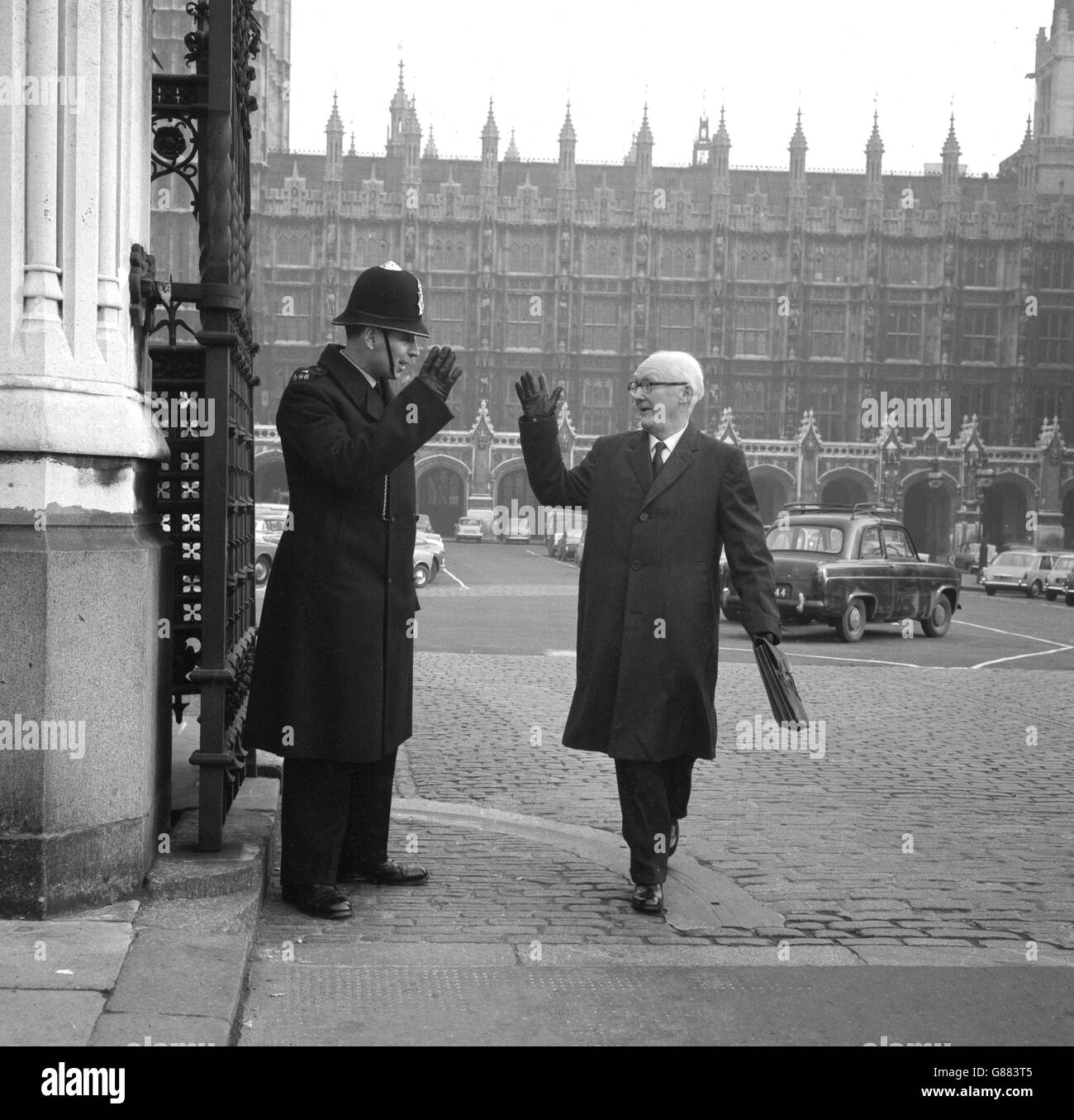 Press Association reporter Edmond Painter Stacpoole CBE, acknowledges a ...
