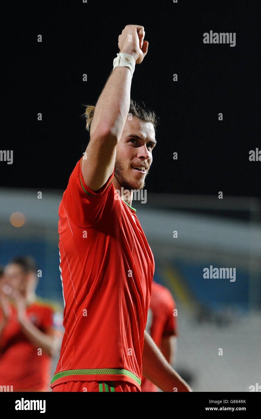 Wales' Gareth Bale celebrates his side's win after the UEFA European ...
