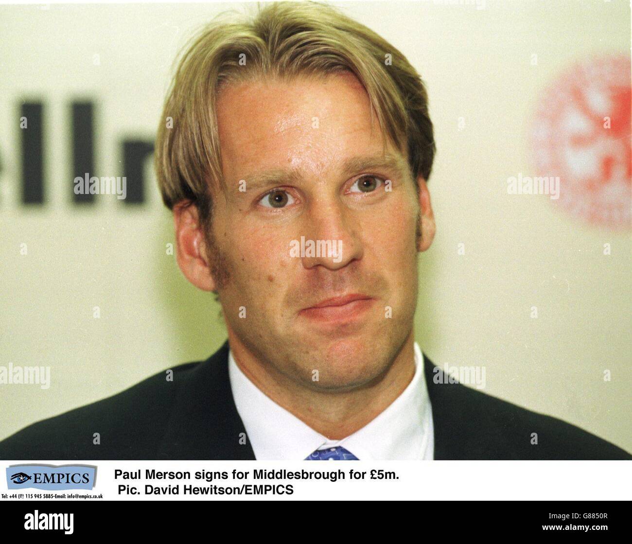 Soccer Paul Merson signs for Middlesbrough Stock Photo - Alamy