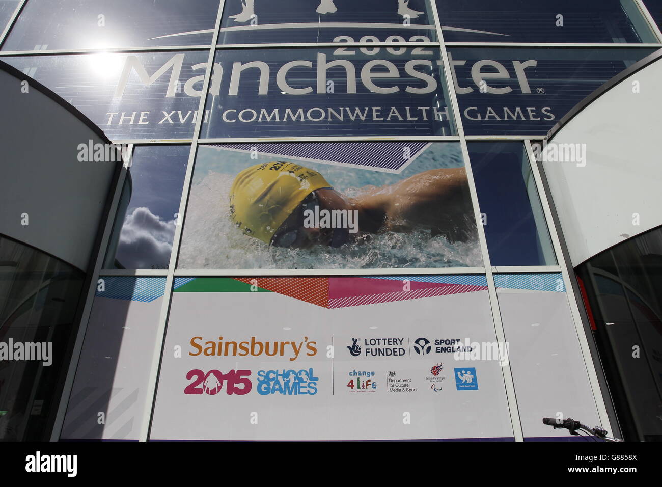 A general view of the exterior of the Manchester Aquatics Centre during ...