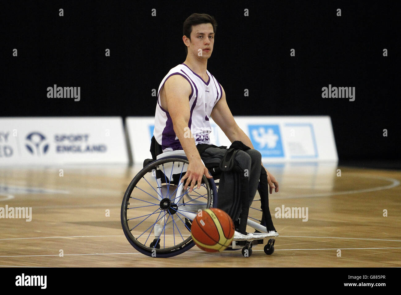 England South in action during the wheelchair basketball semi final at ...