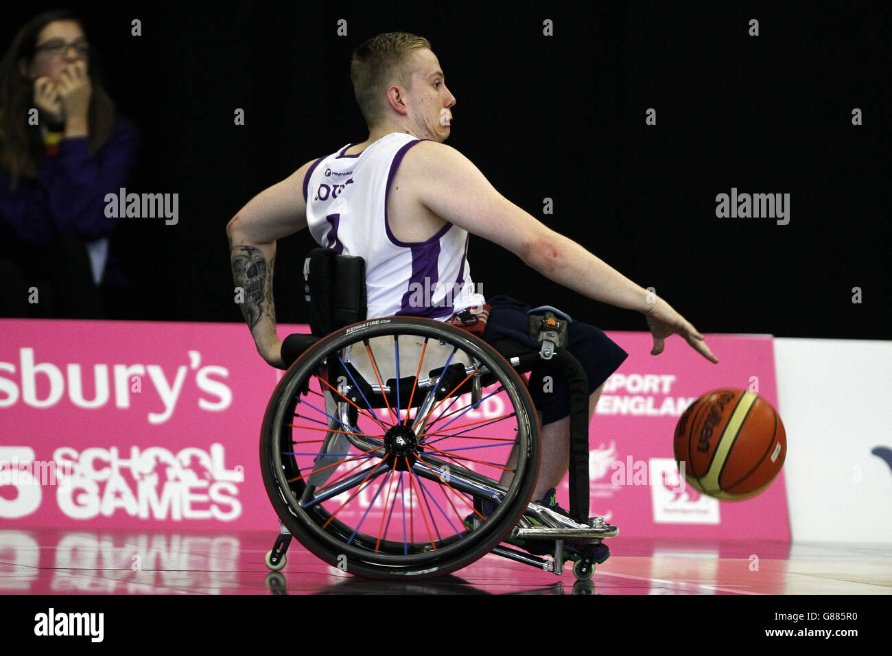 England South in action during the wheelchair basketball semi final at ...