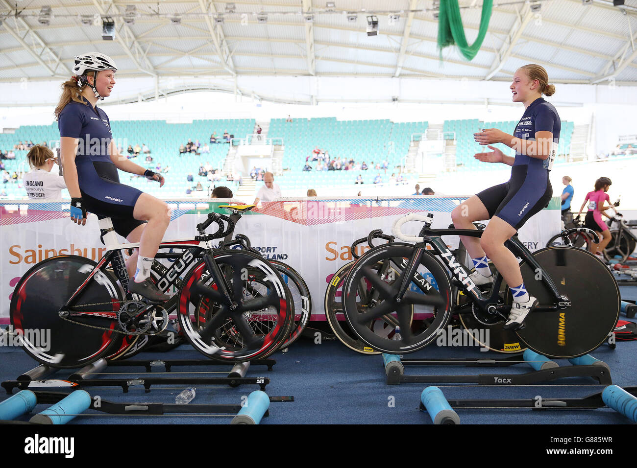 Scotland's Rhona Calender and teammate Jenny Holl (right) after winning ...