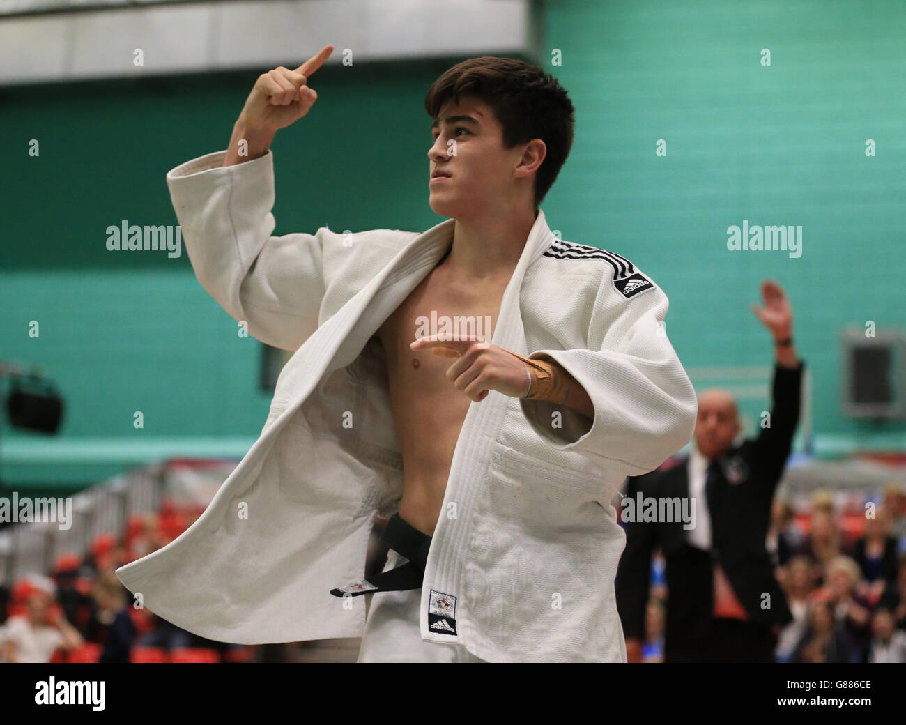 Scotland's Alexander Short (white) competes in the final of the boys ...