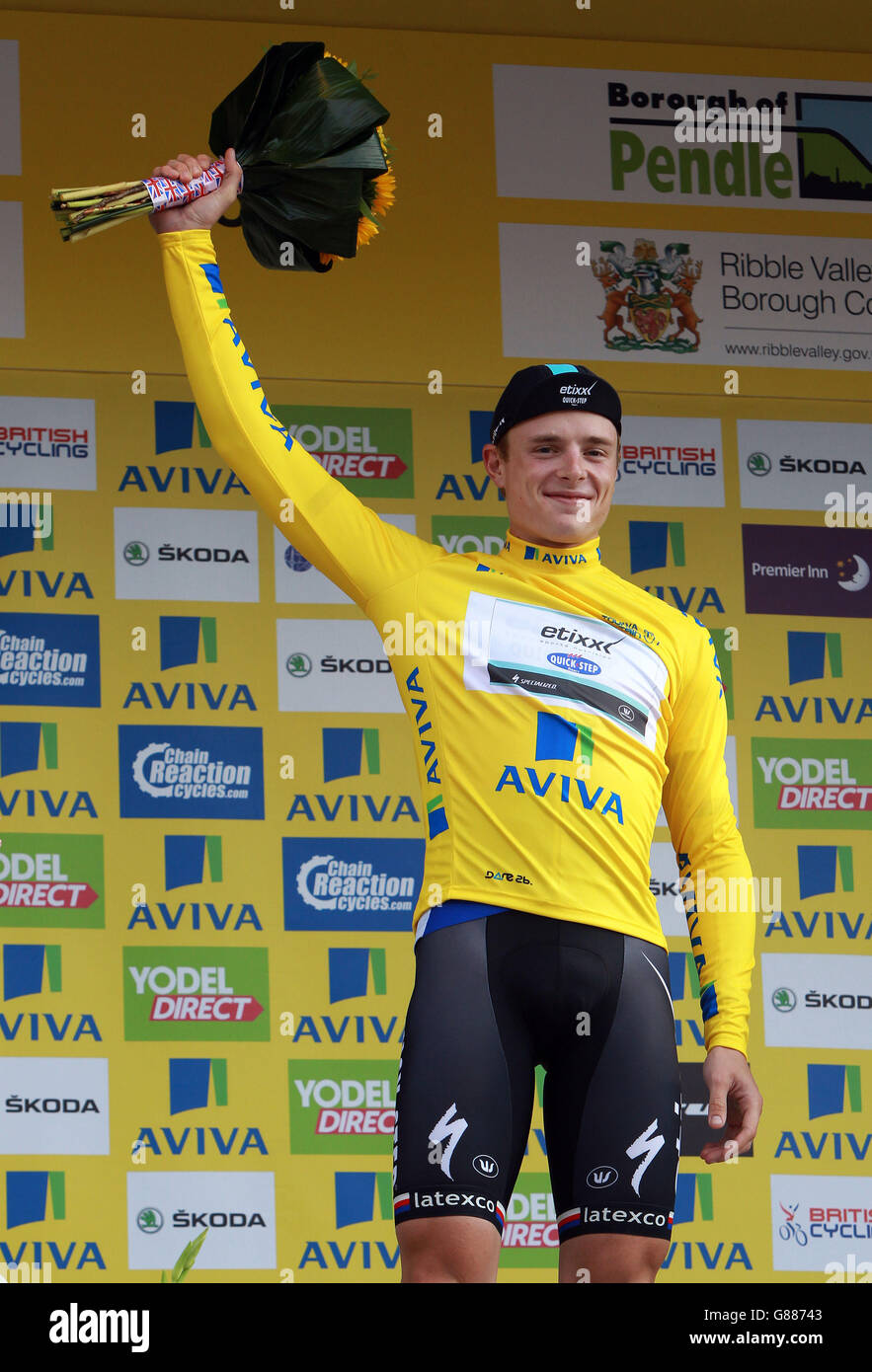 Etixx-Quick Step's Petr Vakoc celebrates winning Stage Two of the Tour ...