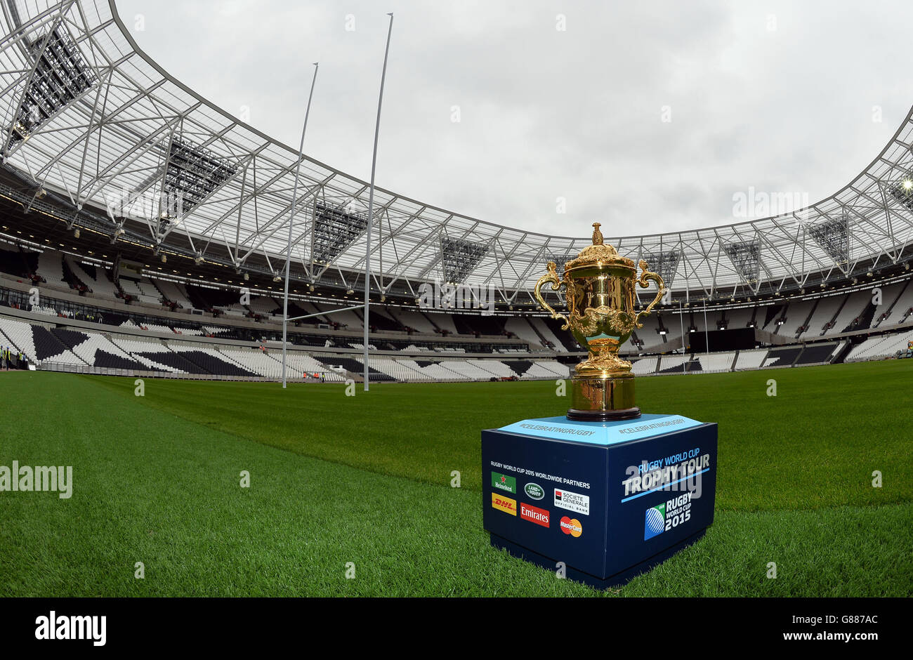 The Webb Ellis Cup visits the Olympic Stadium at Queen Elizabeth ...