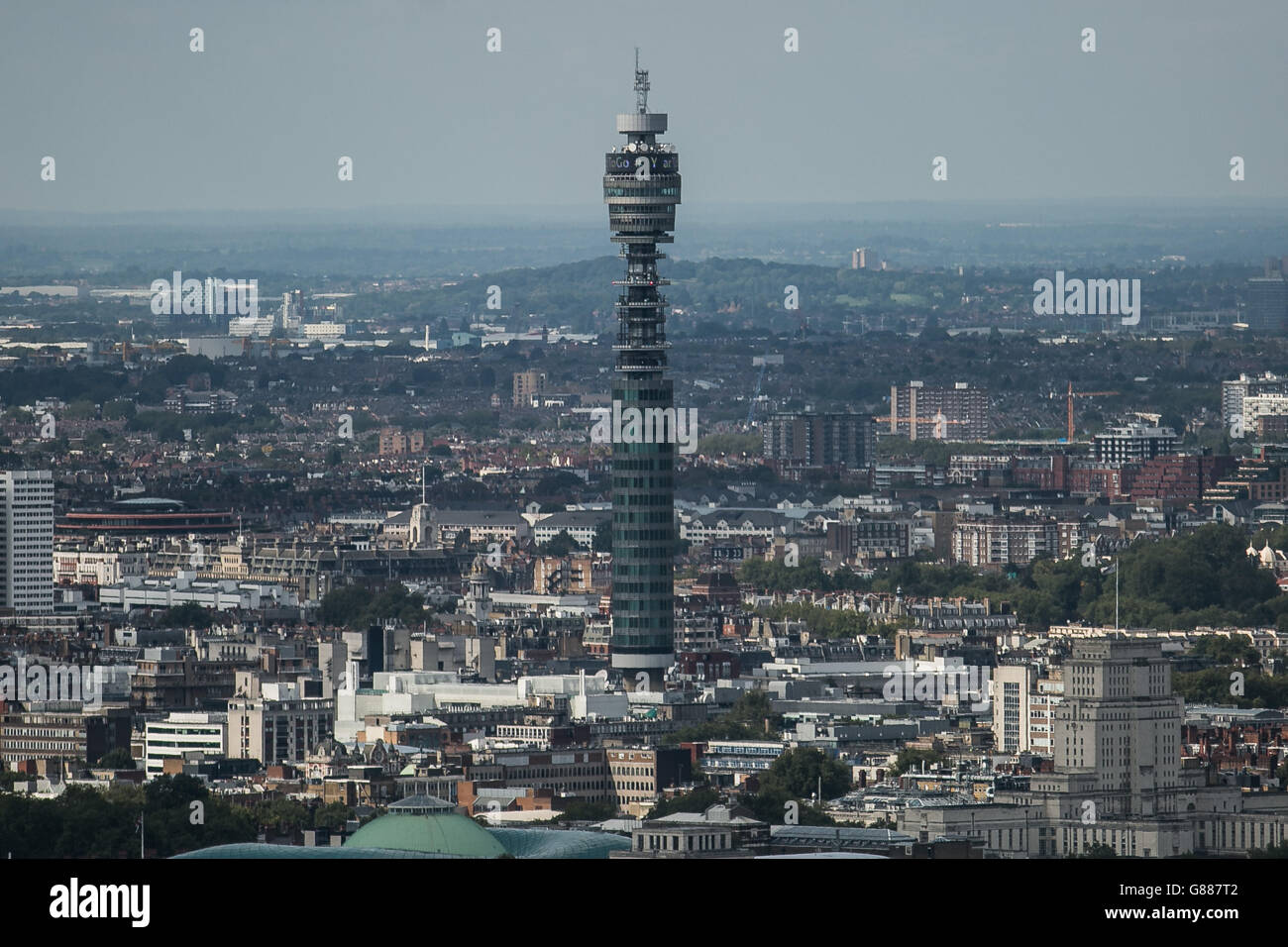 London city stock. A panoramic view of the BT tower in central London ...