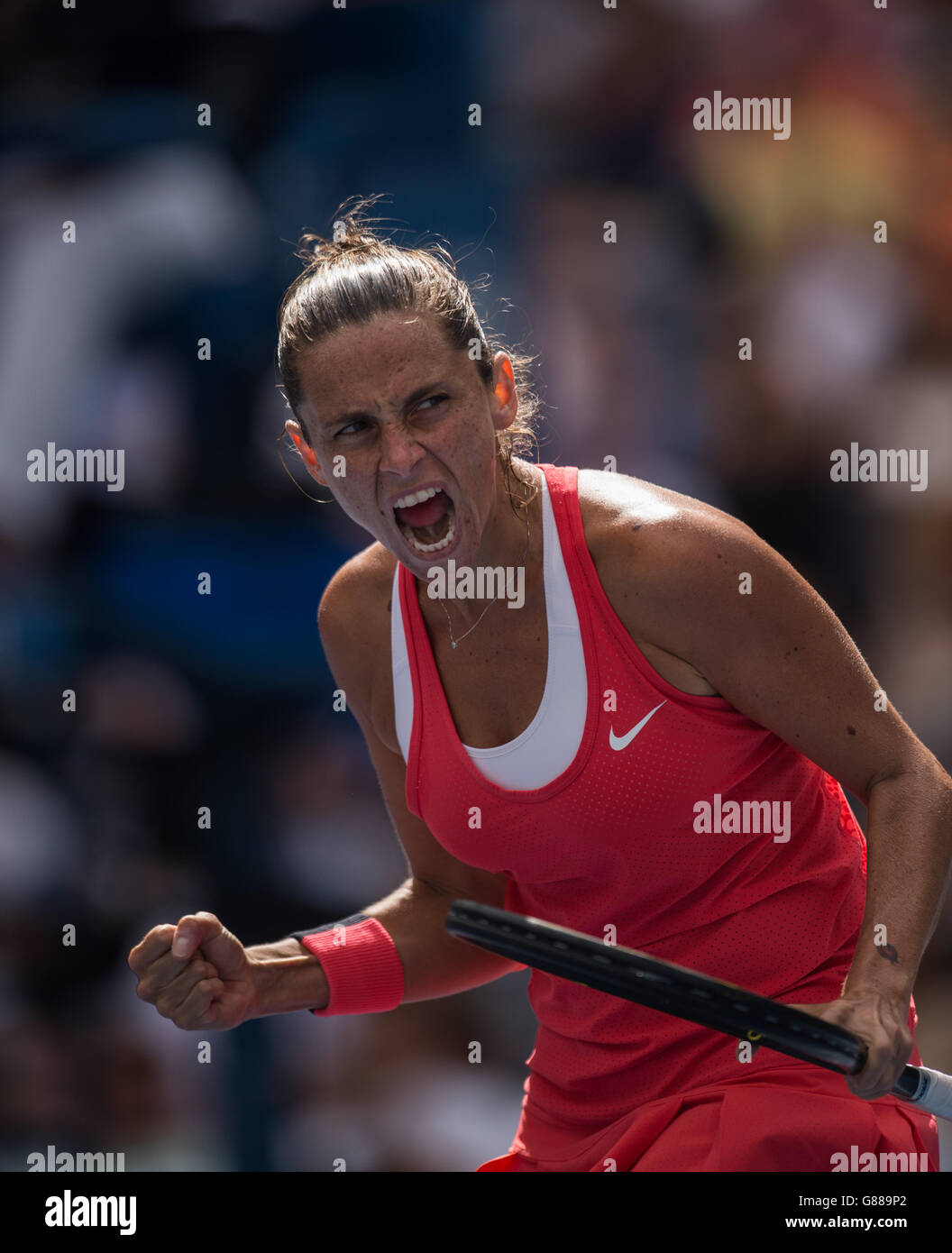 Roberta Vinci celebrates during her semi final victory against Roberta ...