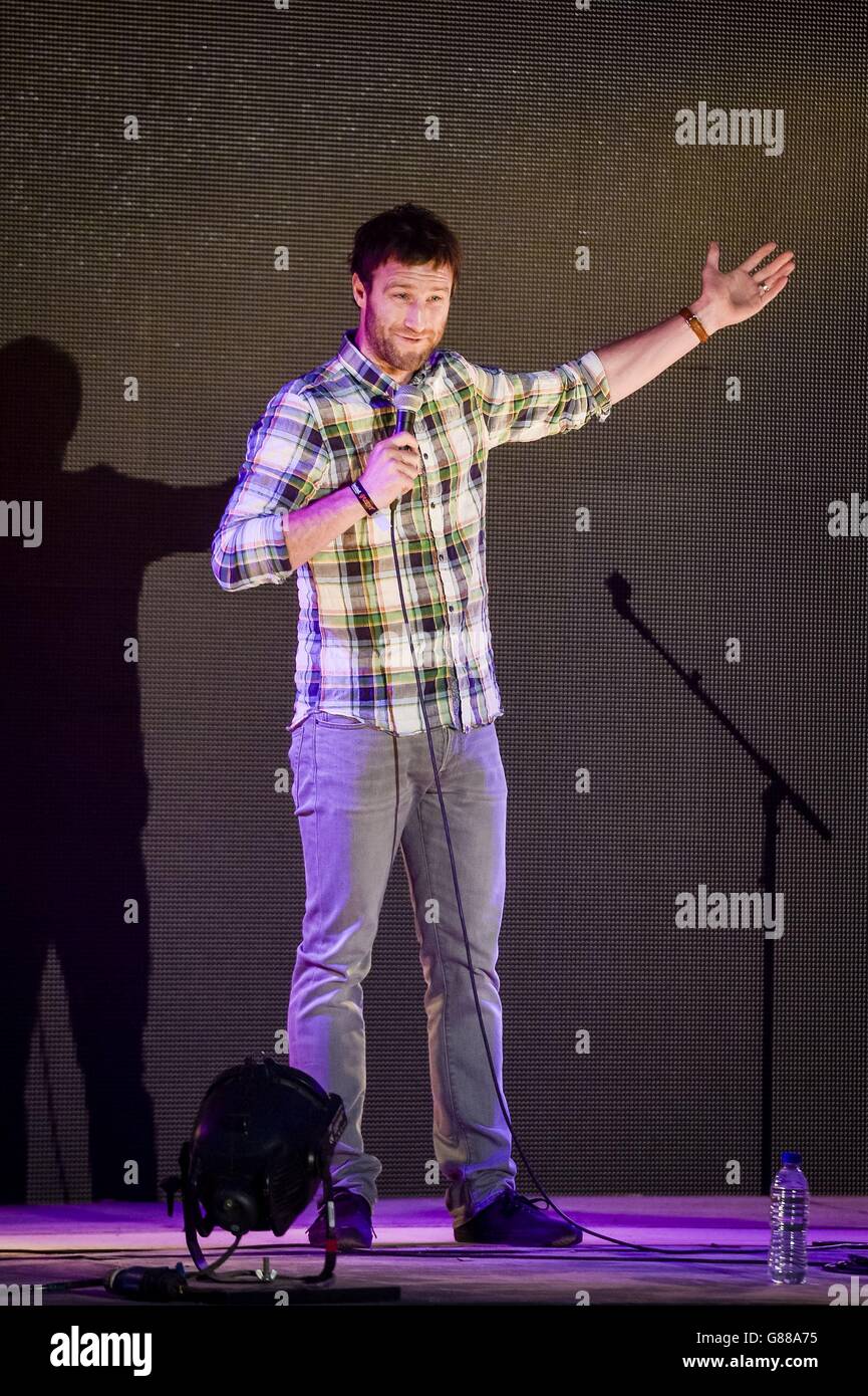 Comedian Andrew Bird performs during an evening of comedy at Banksy's ...