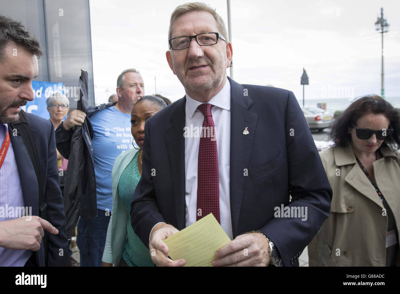 Len McCluskey, general secretary of the Unite trade union, outside the ...