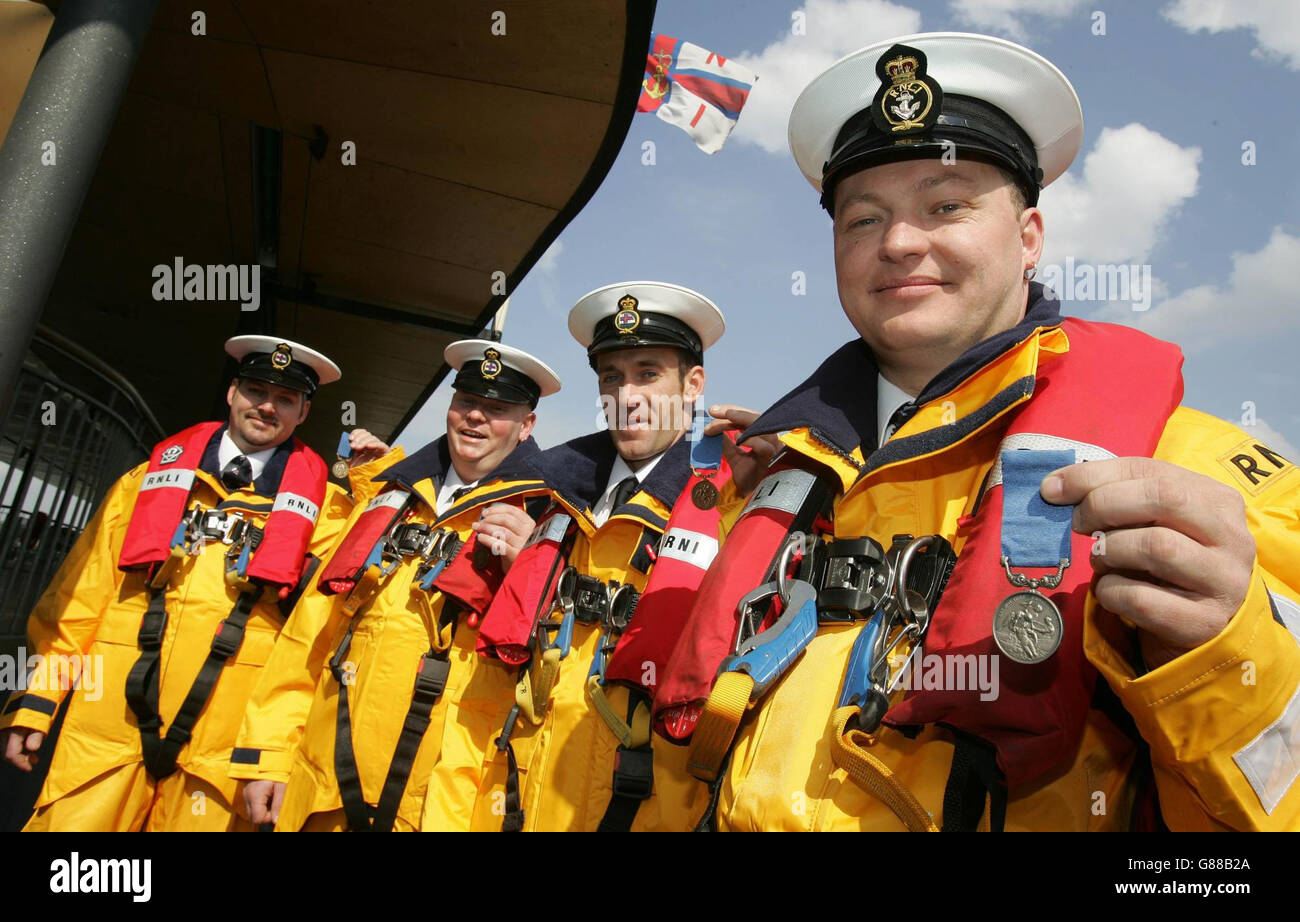 Hero lifeboat men at Tower lifeboat station. Helmsman Gary Barlow ...