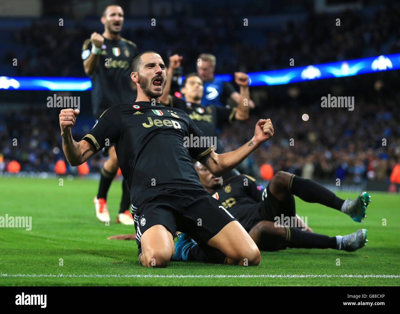 Juevntus' Leonardo Bonucci celebrates his sides win after the final ...